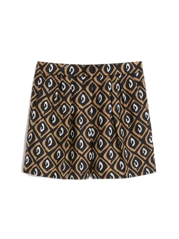 Max Mara Silk Printed Shorts - Black
