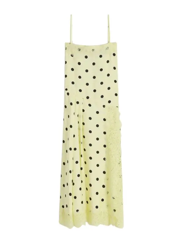 Sportmax Polka Dot Lace Trimmed Midi Dress
