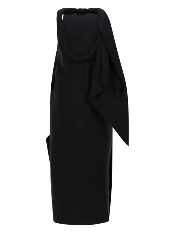Loulou De Saison Silk Draped Halterneck Midi Dress - Black