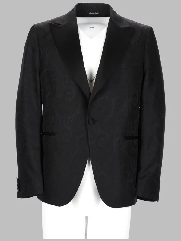 Brian Dales Wool-blend Paisley Jacquard Blazer - Black