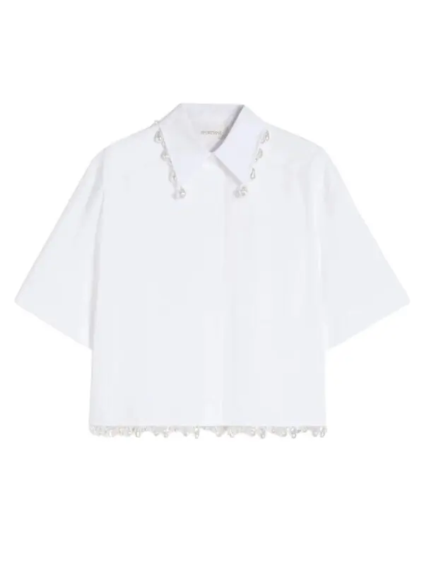 Max Mara Casual Boxy Fit Shirt With Pearl Details - White
