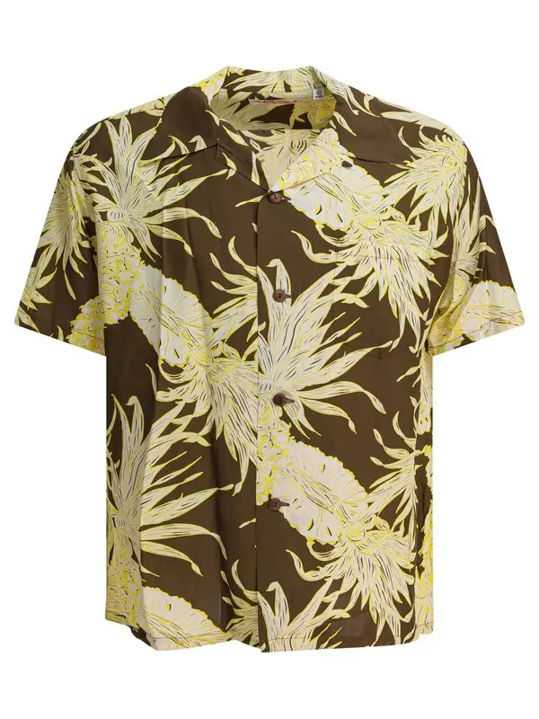 SUN SURF Island Pineapple Camp Collar Shirt Regular Fit - Brown