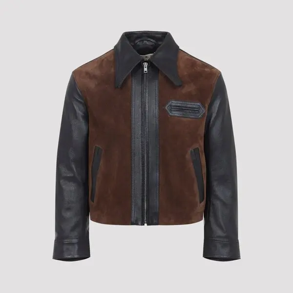 Marni Leather And Suede Zip-up Jacket - Black