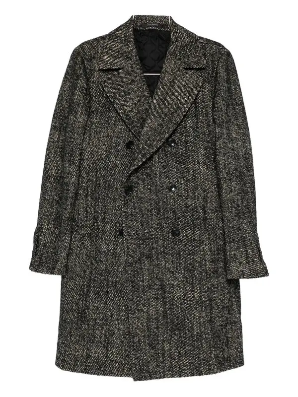 Tagliatore Premium Double-breasted Coat With Notched Lapels - Black