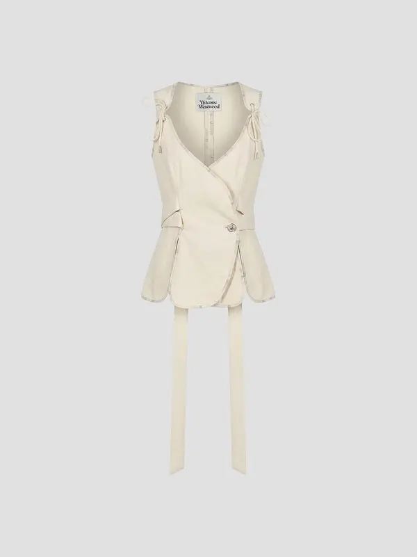 VIVIENNE WESTWOOD Roxand Mini Top Asymmetrical Wrap Style - Cream