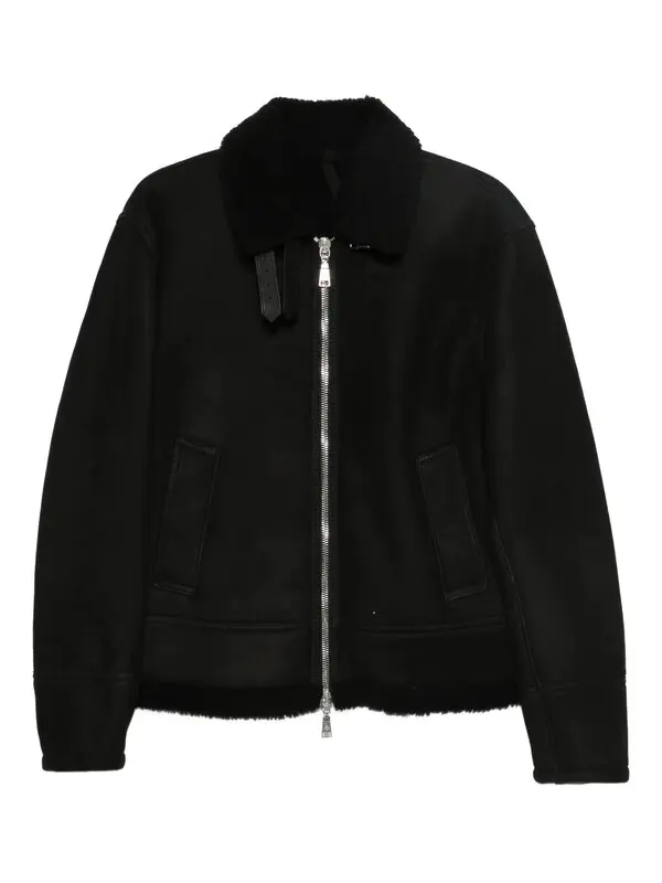 Tagliatore Shearling Jacket With Belt - Black
