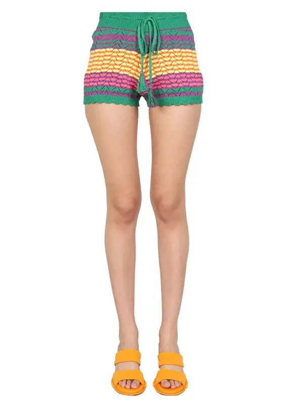 GALLO Striped Knit Drawstring Shorts