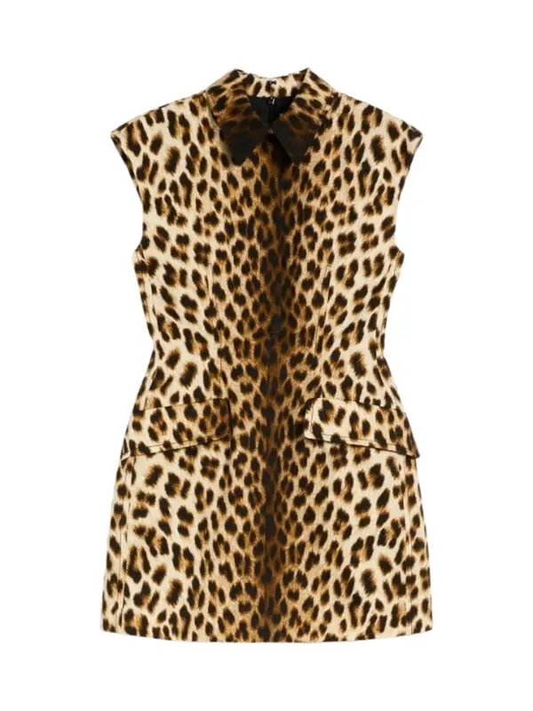 Sportmax Cotton Leopard Print Mini Dress - Brown
