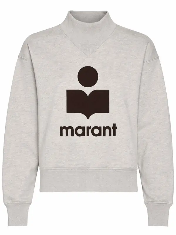 MARANT ETOILE Logo Mock Neck Sweatshirt - Beige