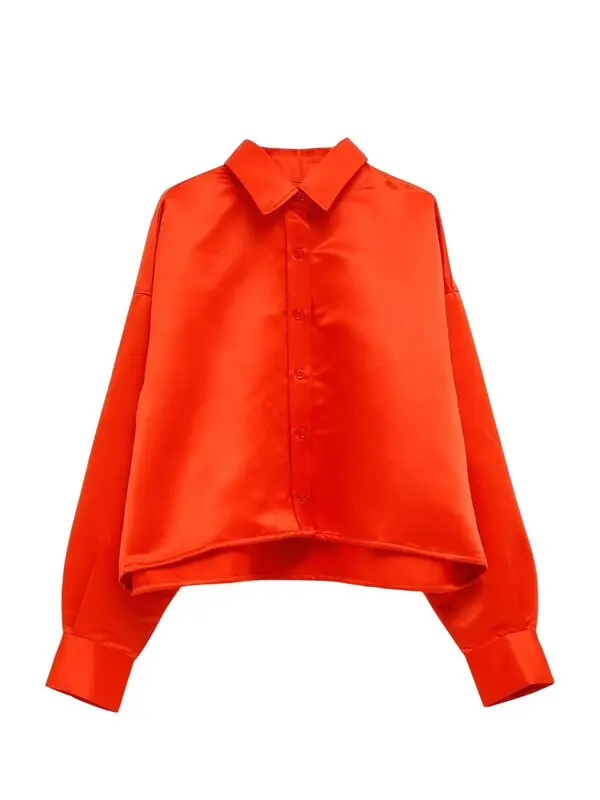 THE FRANKIE SHOP Curved Hem Button-up Shirt - Red