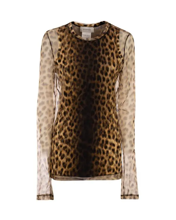 Sportmax Sheer Leopard Print Long Sleeve Top