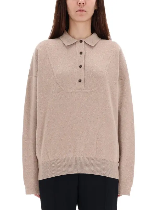 Jacquemus Cashmere Blend Knit Polo Sweater - Beige