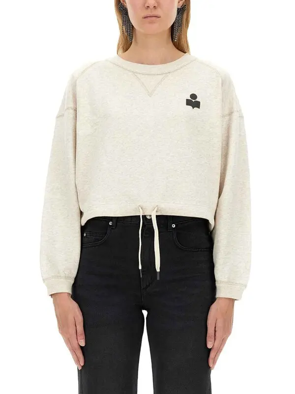 MARANT ETOILE Margo Cropped Sweatshirt - Beige