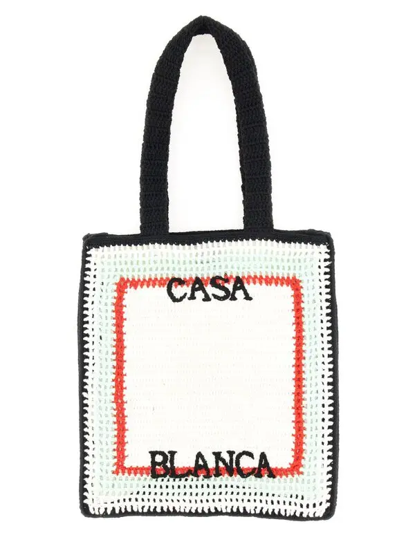 Casablanca Crochet Logo-knit Cotton Tote Bag