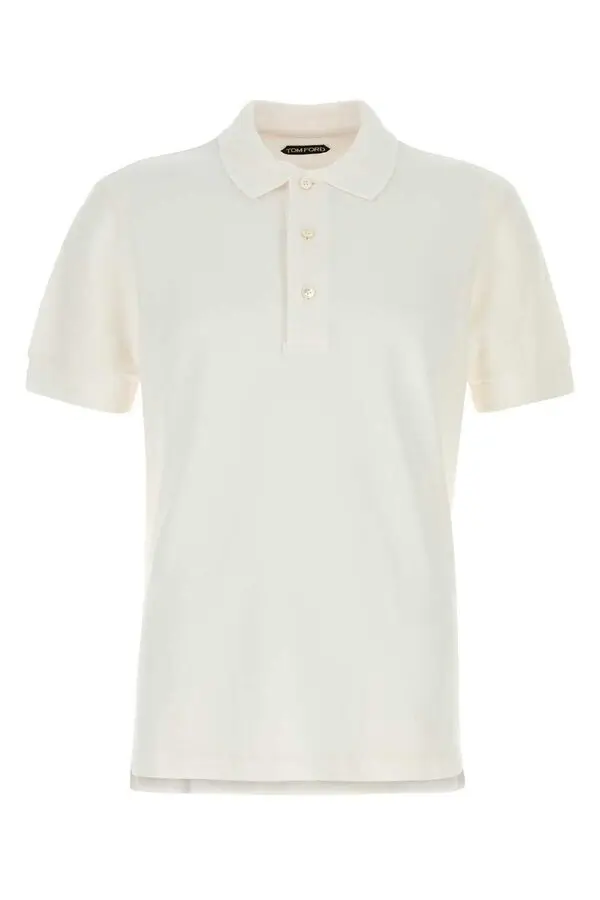 TOM FORD Lyocell And Cotton-blend Piqué Polo Shirt For - White