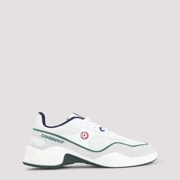 Casablanca Court Championship Leather And Suede Sneakers - White