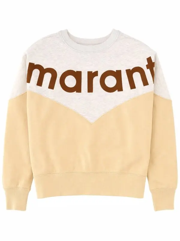 MARANT ETOILE Logo Print Colorblock Sweatshirt - Beige