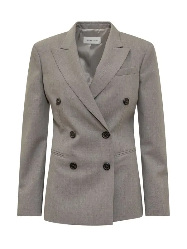 ARMARIUM Double Breasted Tailored Wool Blazer - Grigio