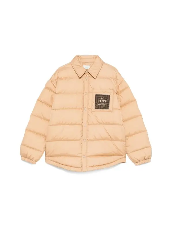 Fendi Padded Down Jacket With Logo Patch - Multicolour