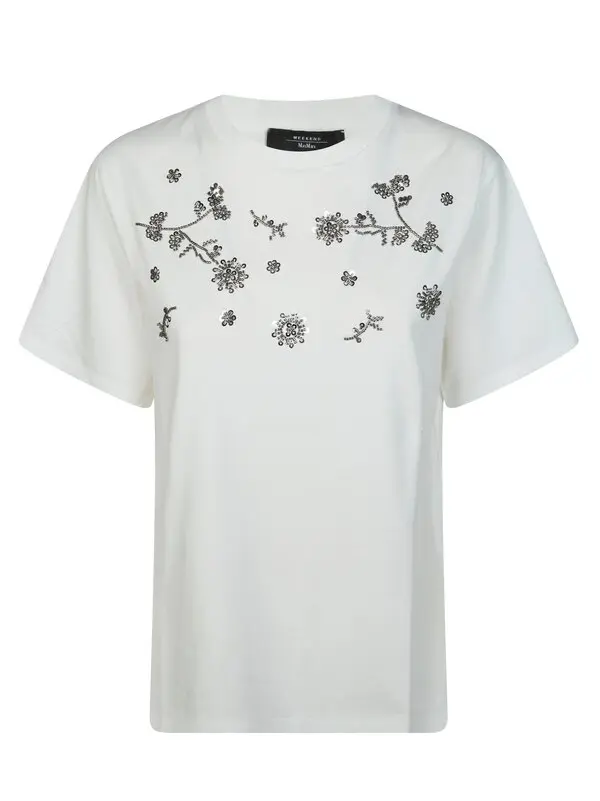 Max Mara Agile Mini T-shirt With Embellishments - Bianco