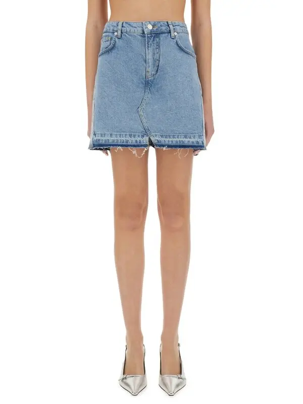 Moschino Mini Skirt With Raw Edge Hem - Denim