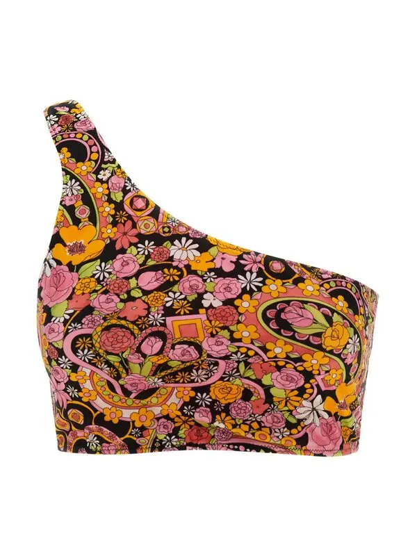 La DoubleJ Floral Print One-shoulder Mini Bikini Top - Multicolour