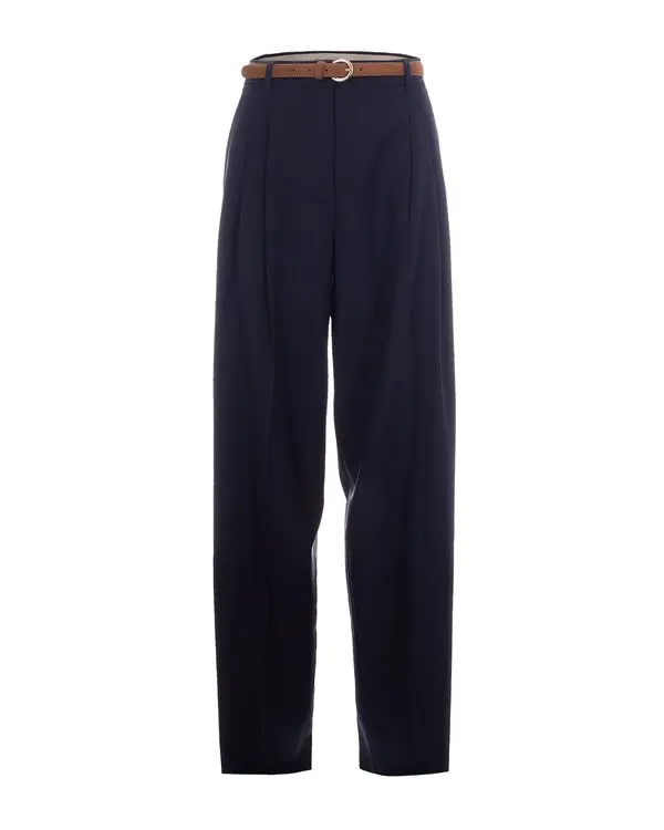 Max Mara Tailored Virgin Wool Trousers - Blu