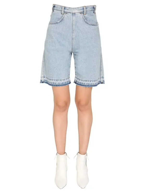 Philosophy Di Lorenzo Serafini Denim Bermuda Shorts With Side Zip - Blue