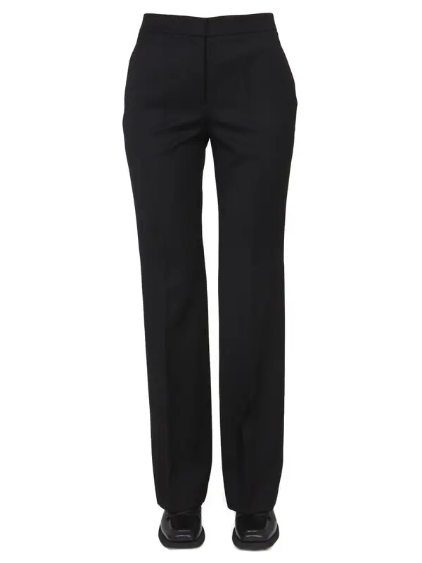 Moschino Grain De Poudre Wool Straight-leg Pants - Black