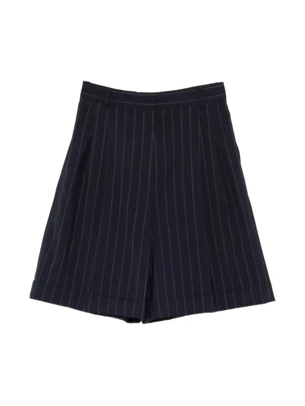 Max Mara Striped Wool Trousers With Double Front Pleats - Navy