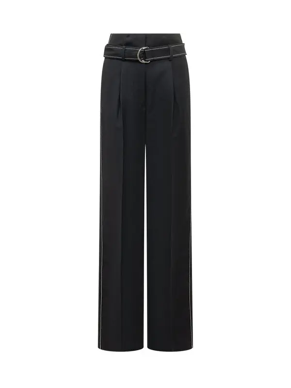 THE SEAFARER Belted Virgin Wool Trousers - Blu