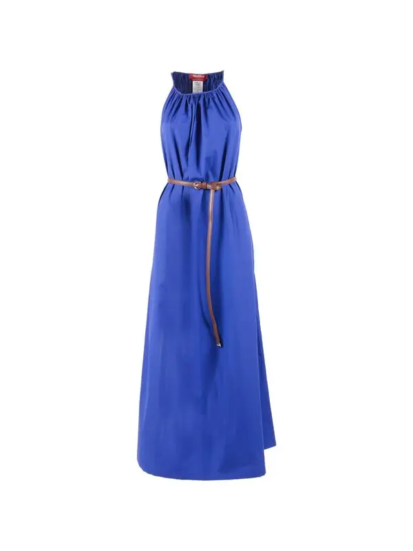 Max Mara Halterneck Maxi Dress With Belt - Navy
