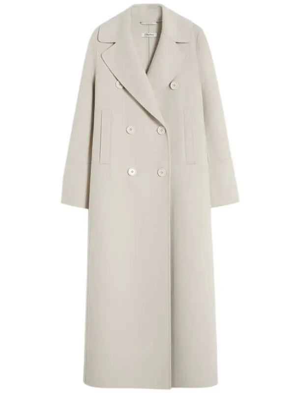 Max Mara Double Breasted Virgin Wool Coat With Central Vent - Blue
