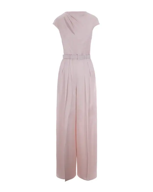 MAX MARA STUDIO ELEGANTE Sleeveless Belted Wide-leg Jumpsuit - Rosa
