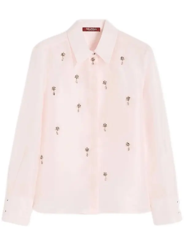 Max Mara Chic Straight Fit Silk Top With Jewel Buttons
