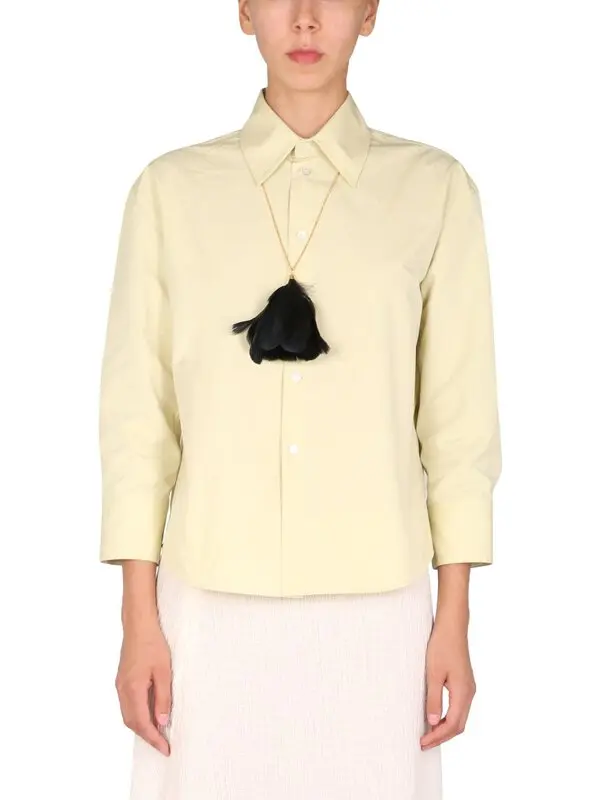 JIL SANDER Boxy Fit 3/4 Sleeve Shirt - Green