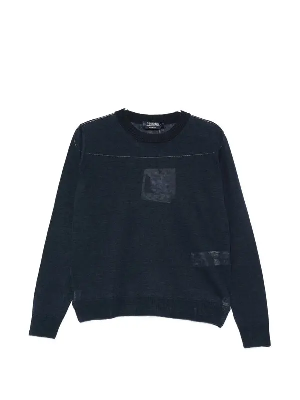 Max Mara Embellished Linen Straight Fit Sweater - Blue