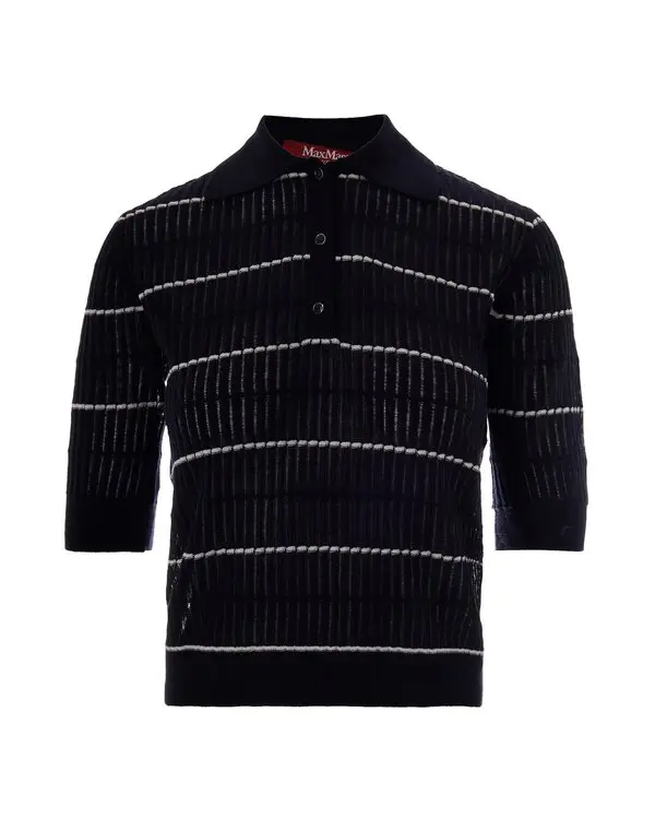 Max Mara Striped Knit Polo Shirt - Blu