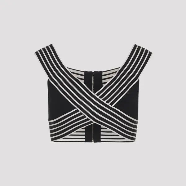 Elisabetta Franchi Striped Zip-fastening Top - Black