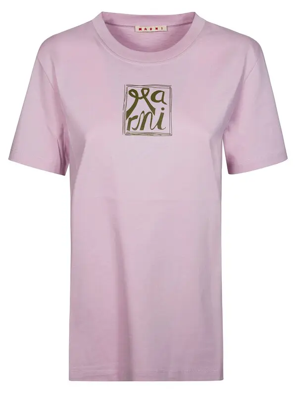 Marni Logo On The Chest Cotton T-shirt - Rosa