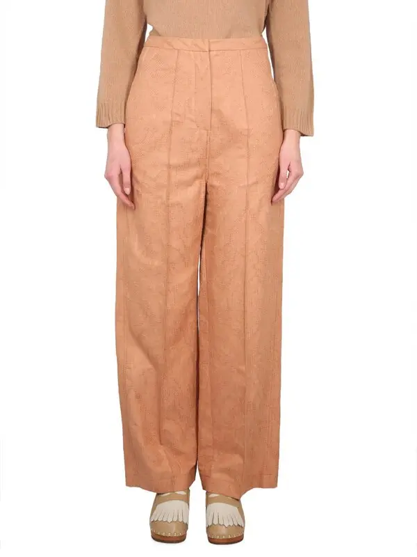 ALYSI Tailored Wide Leg Trousers - Brown