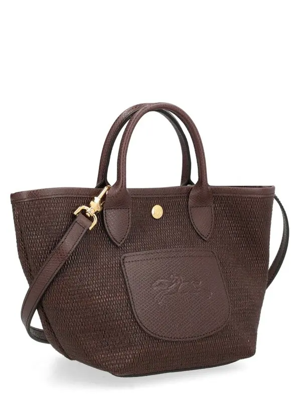Longchamp Textured Woven Small Tote Bag With Crossbody Strap