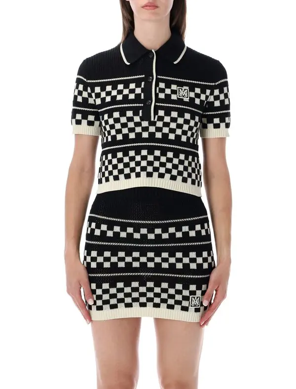 Amiri Reimagined Checkered Mesh Polo - Nero
