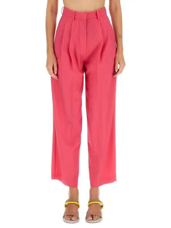 ALYSI Tailored Wool Blend Trousers - Fuchsia