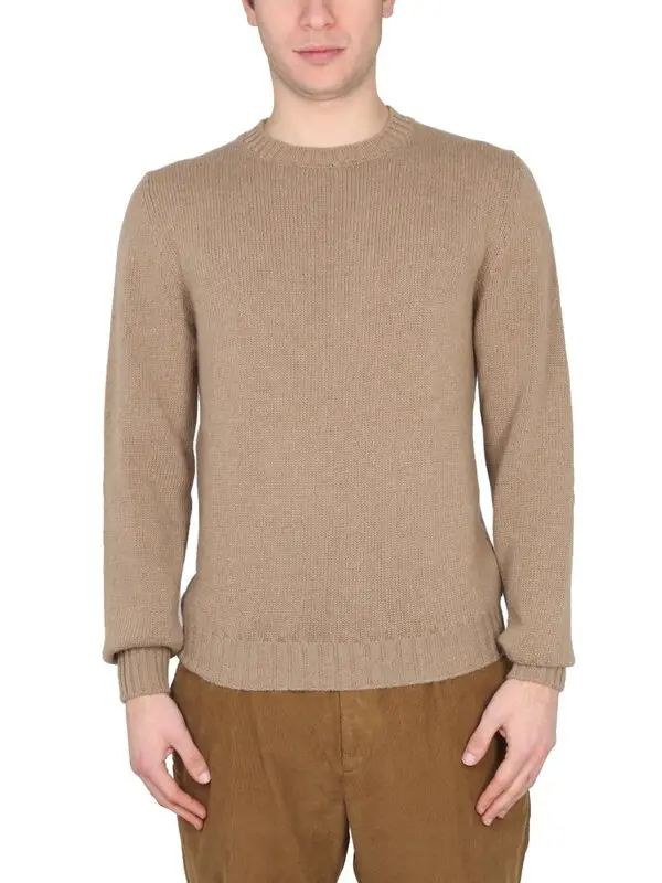 PT TORINO Crew Neck Wool And Angora Blend Sweater - Brown