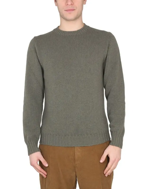 PT TORINO Ribbed Collar Crewneck Sweater - Green