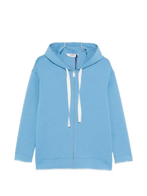 Max Mara Full-zip Drawstring Hooded Sweater - Azzurro