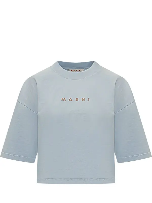 Marni Embroidered Logo T-shirt - Celeste