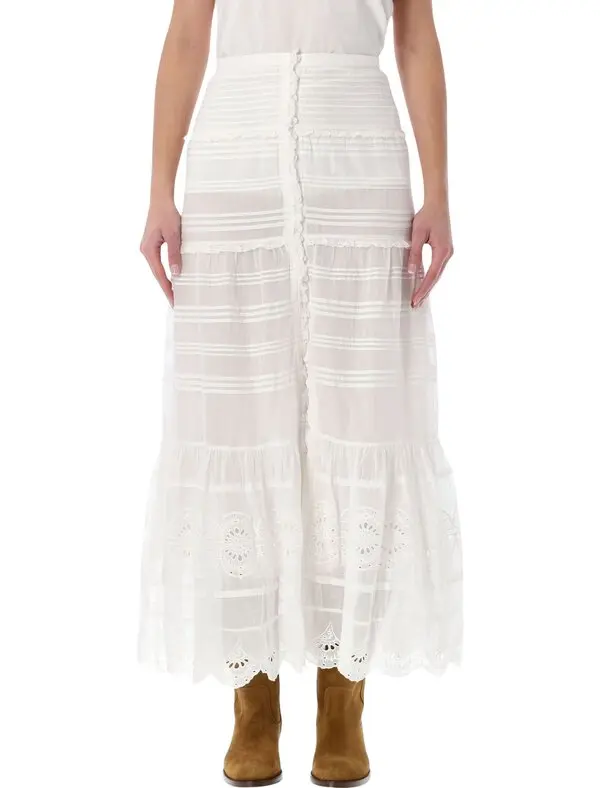 MARANT ETOILE Paoline Organic Cotton & Lace Skirt