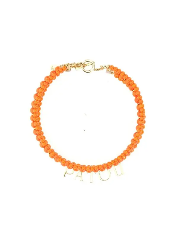 PATOU Glass And Brass Bead Necklace - Orange